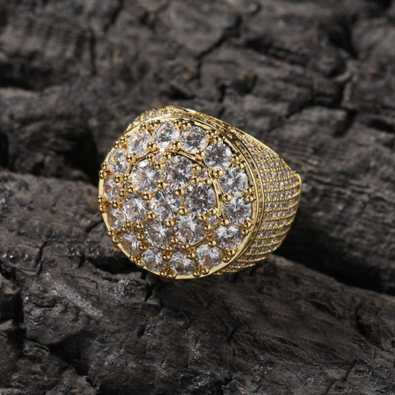 Moissanite 14K Gold Plated Flower Full Diamond Ring – kankco