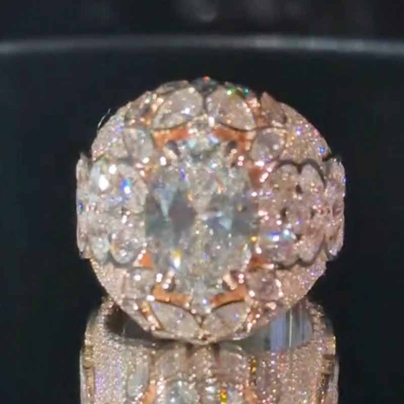 Moissanite Flower Full Diamond Ring – kankco