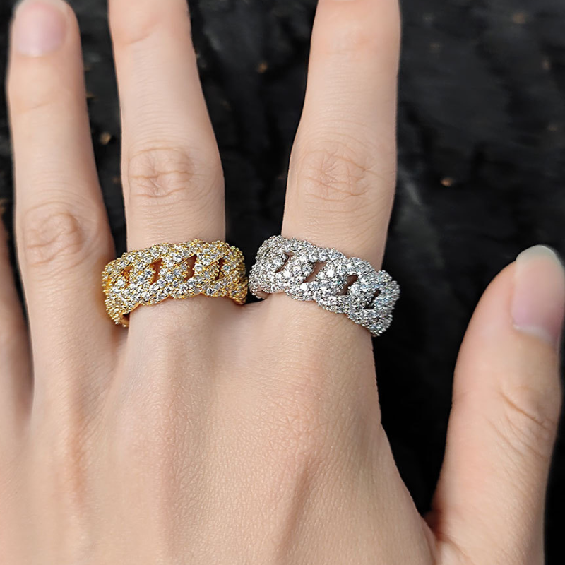 10mm Wide Moissanite Sparkling Full Diamond Cuba Ring – kankco