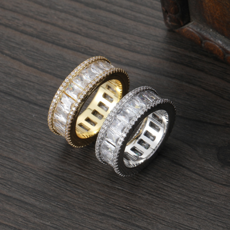 Moissanite Hip Hop Rectangular Full Diamond Ring – kankco