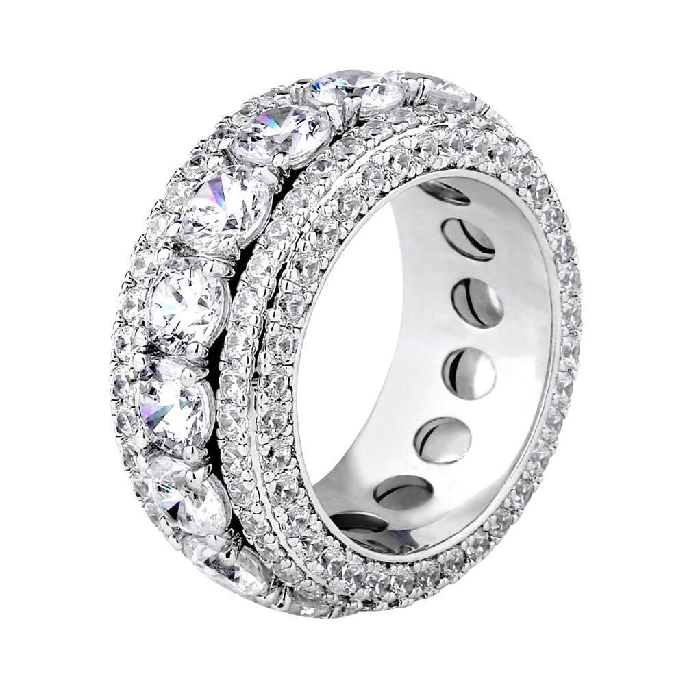 Iced Out Diamond CZ Mens Ring in White Gold – kankco