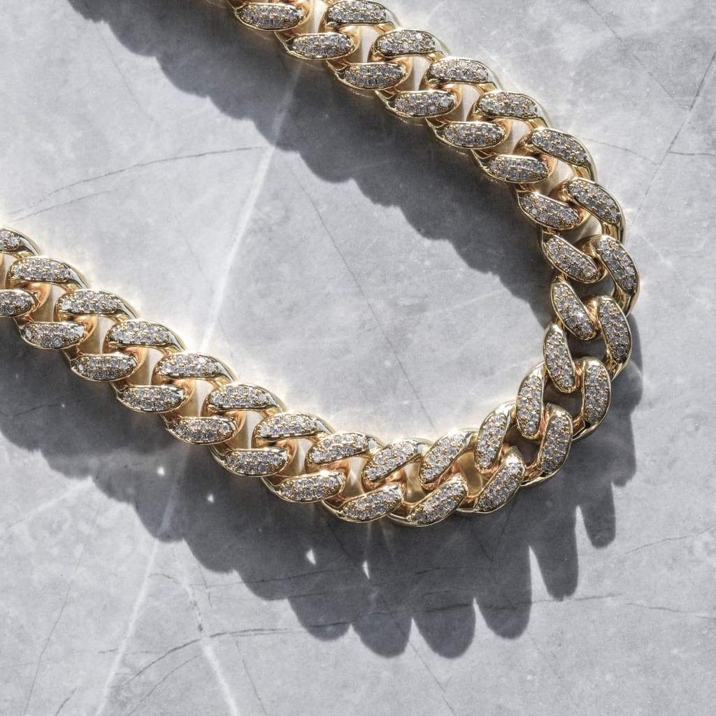 19mm Ice Out Diamond Cuban Chain In Gold – kankco