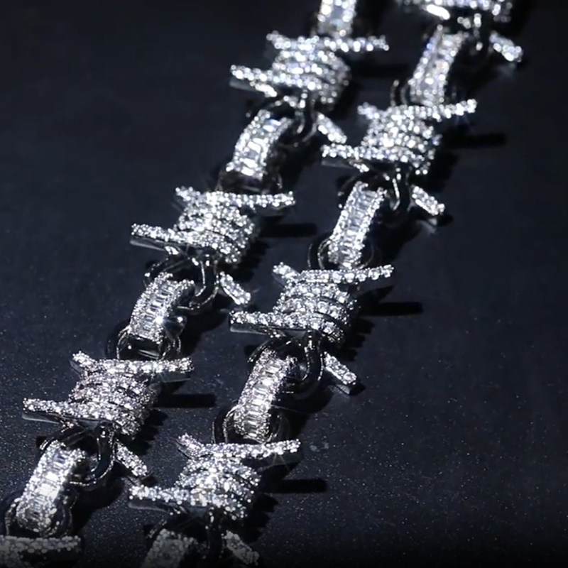 Moissanite Thorns Link Punk Chain Barbed Wire Gothic Chain – kankco