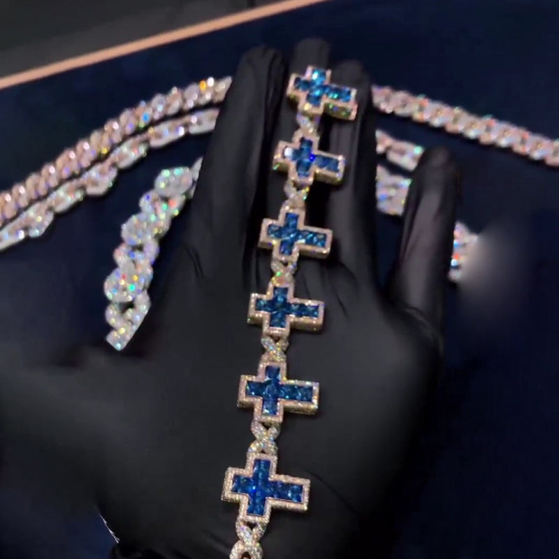 Moissanite Sapphire Cross Unlimited Cuban Bracelet – kankco