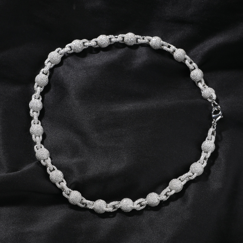 10mm Moissanite Hip Hop Diamond Bead Chain Necklace – kankco