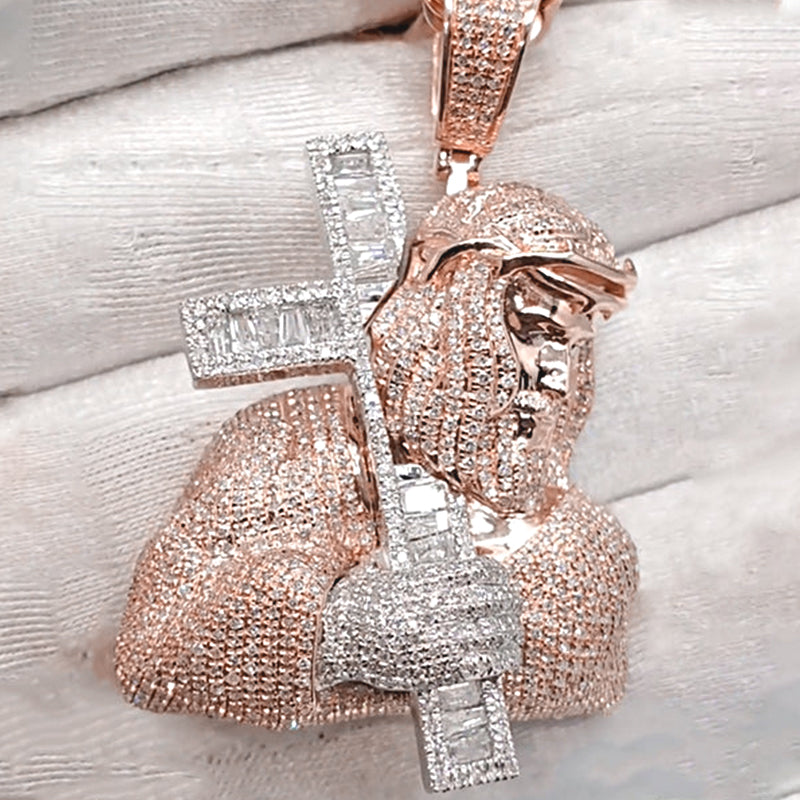 Custom Ice Out Jesus Cross Pendant 5mm Tennis Chain – kankco