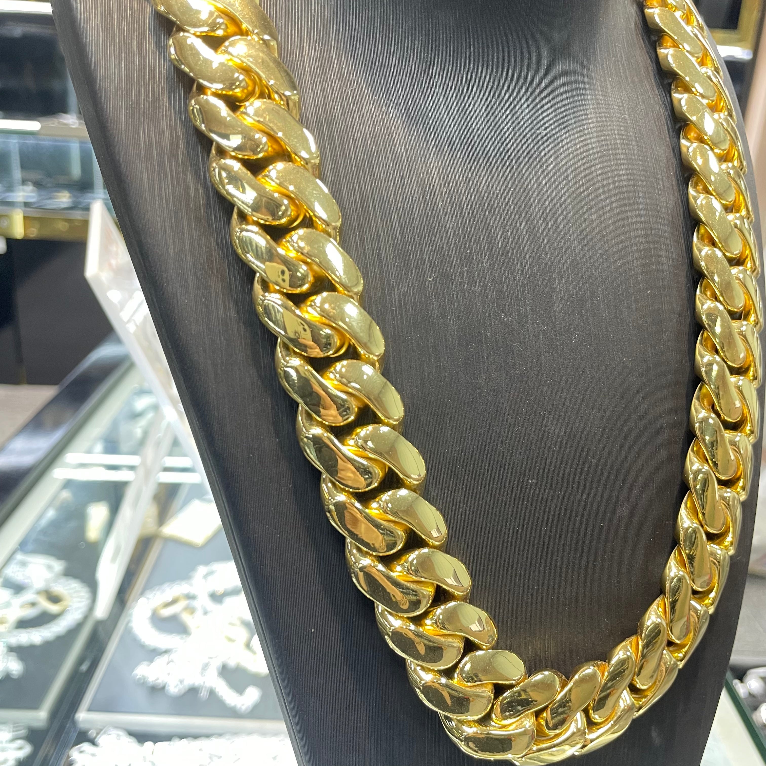 22mm Miami Cuban Link Chain Bracelet in 14K Gold – kankco