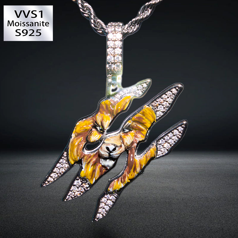 S925 Moissanite Enamel Lion Claw Mark Pendant – kankco