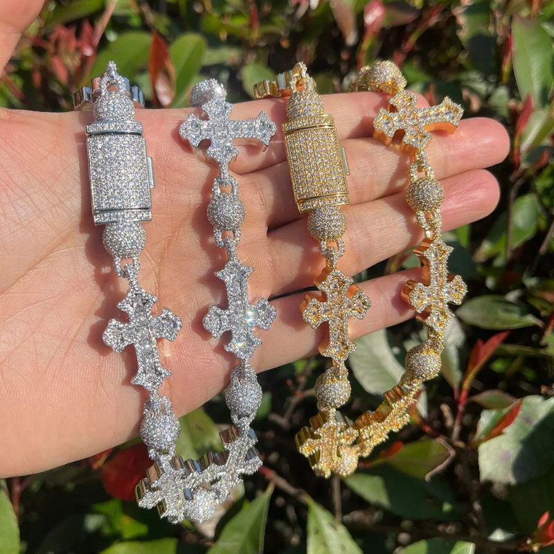 Moissanite Cross Bead Cuban Chain – kankco