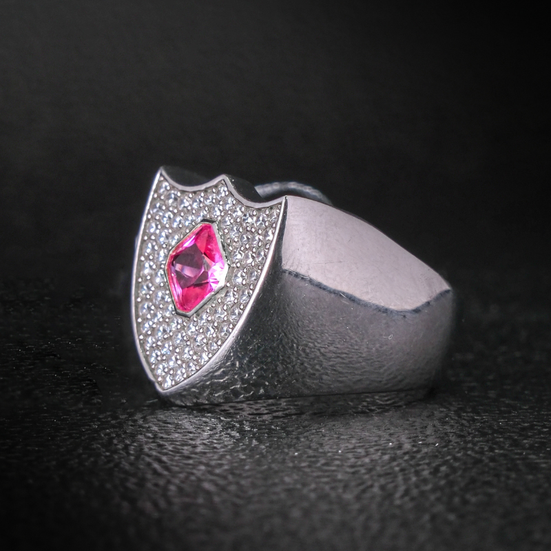 Moissanite Rose Ruby Shield Ring – kankco
