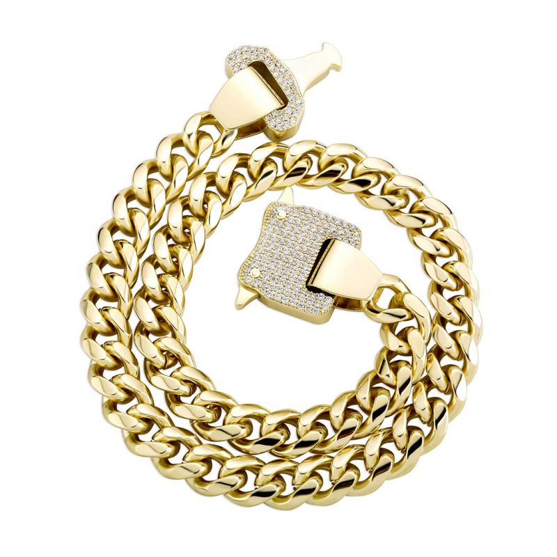 Iced Heavy Buckle 12mm Cuban Link Chain in Gold – kankco
