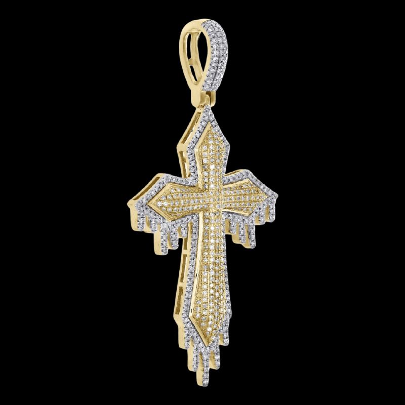Micro Pave Two-tone Drip Cross Pendant – kankco