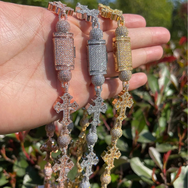 Moissanite Cross Bead Cuban Chain – kankco