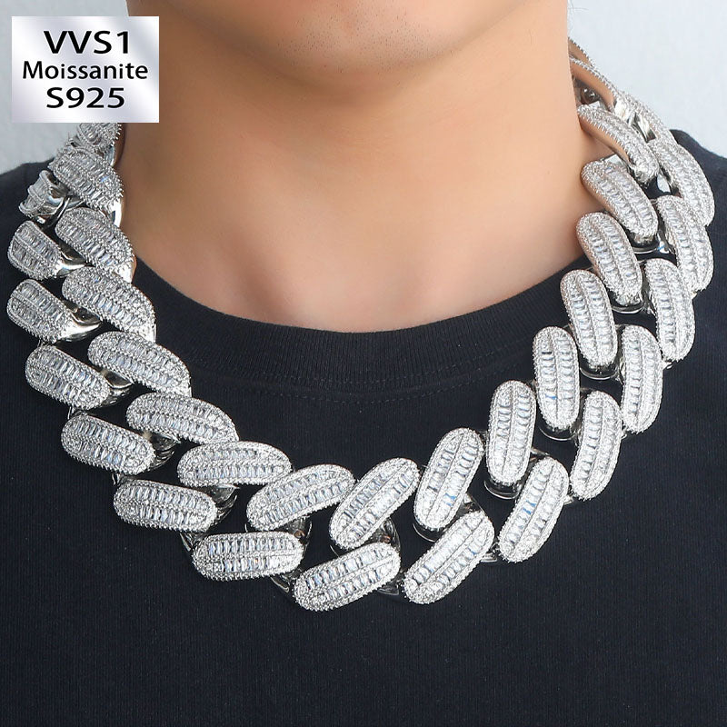 40mm Moissanite Trapezoidal Square Drill Large Cuban Chain – kankco