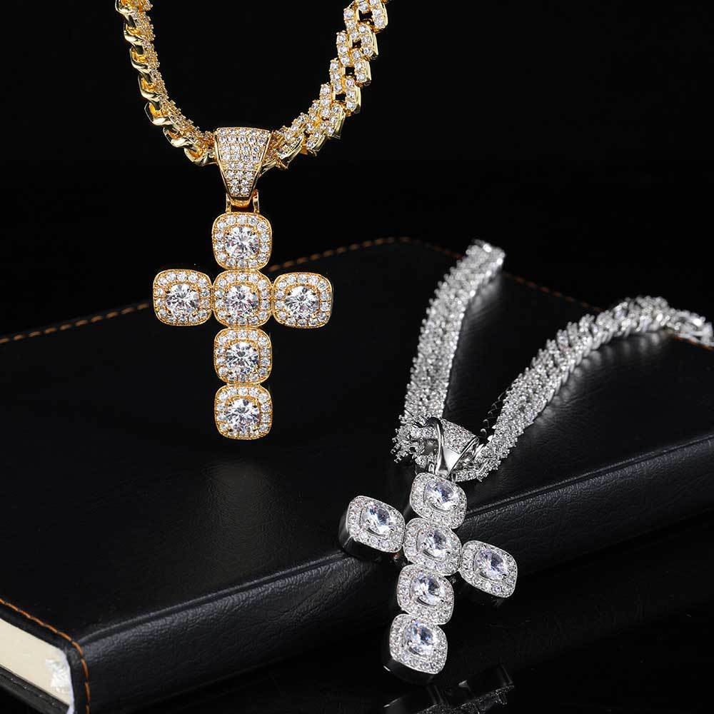 Moissanite Sparkling Cubic Cross Pendant – kankco