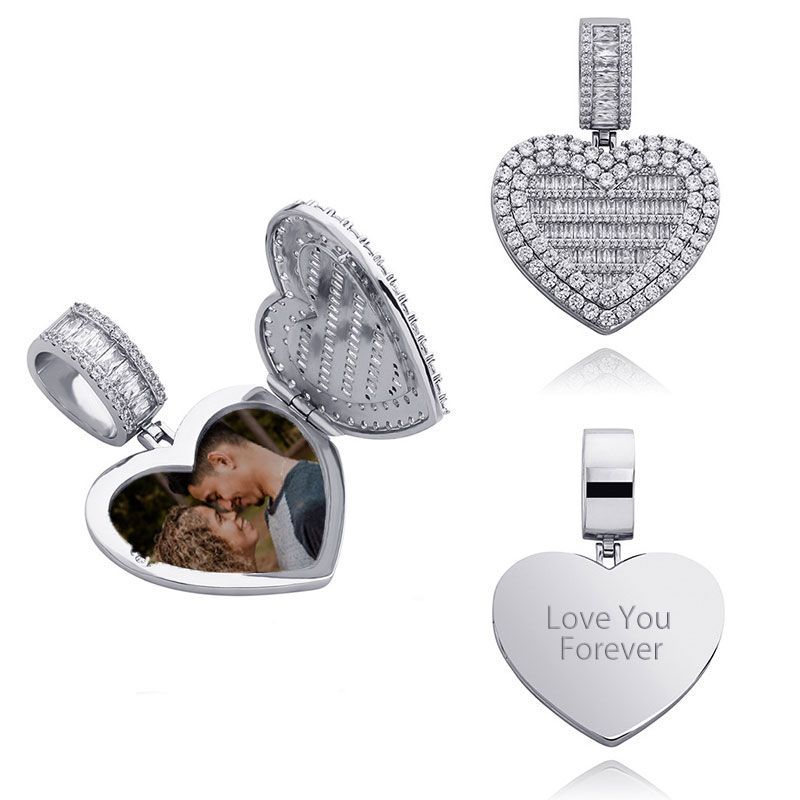 Custom Locket Heart Photo Pendant in White Gold – kankco