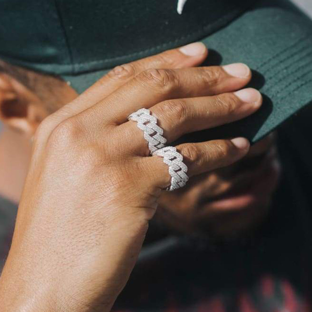 Diamond Prong Cuban Ring White Gold – kankco