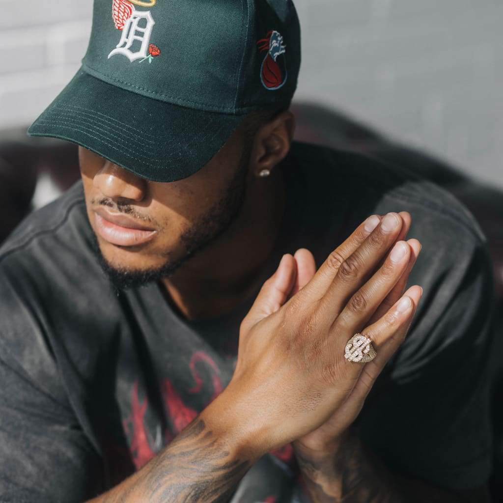 Ice Out Dollar Sign Ring in 18k Gold – kankco