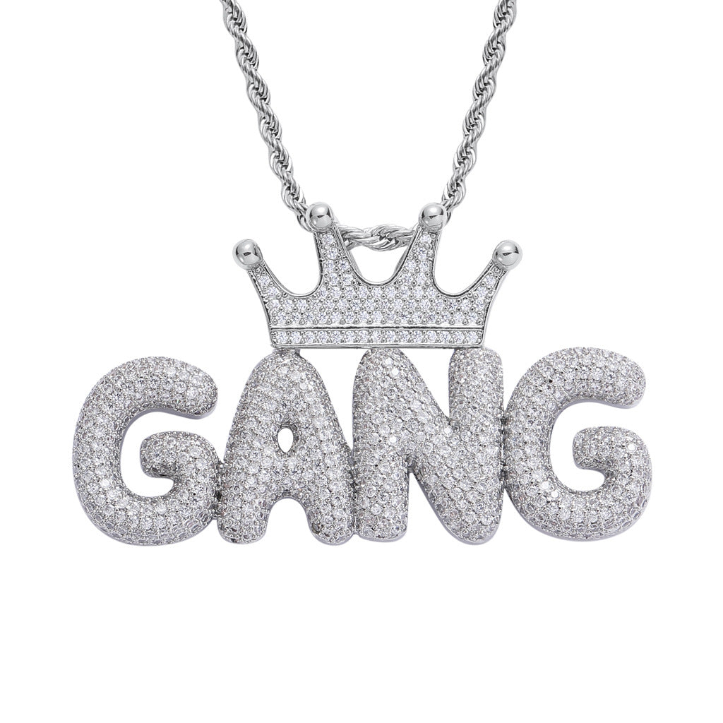 Custom Crown Bubble Letter Pendant – kankco